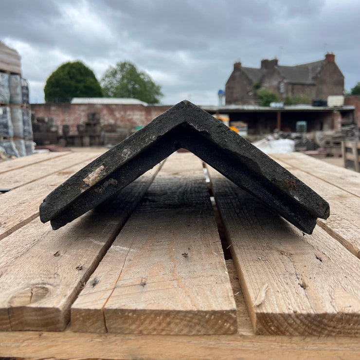 Reclaimed Staffordshire Blue 18" x11" Capped Ridge Tile – Britannia Stone